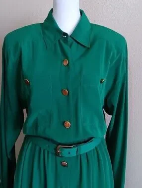 Liz Claiborne | Dresses | 9s Green Button Up Maxi Dress Liz Claiborne ...